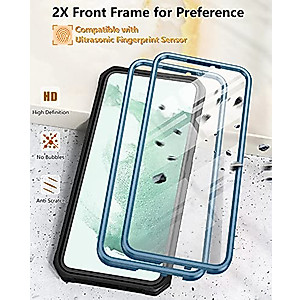 FNTCASE for Samsung Galaxy S22 Plus Case: Shockproof Durable S22+ Cell Phone Cover with Built-in Kickstand | TPU Bumper Textured | Full-Body Protective Rugged Belt-Clip Holster Designed Blue