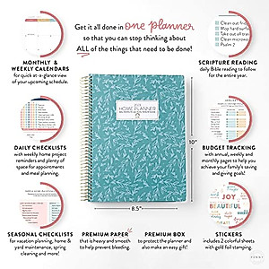 PPP 2023 Home Planner (Blue Leaf) | Work from Home Planner w/Stickers | Daily Checklist | Monthly Budget Worksheet | Monthly Calendar Layout | Vacation Checklist | Coil Binding | Poly Laminated Cover