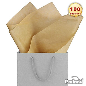 PMLAND 100 Sheets Light Brown Sand Tissue Wrapping Paper Bulk 20 x 15 Inches for Gift Favor Bags Boxes Flowers Packaging Crafts DIY Art Projects and Party Decorations