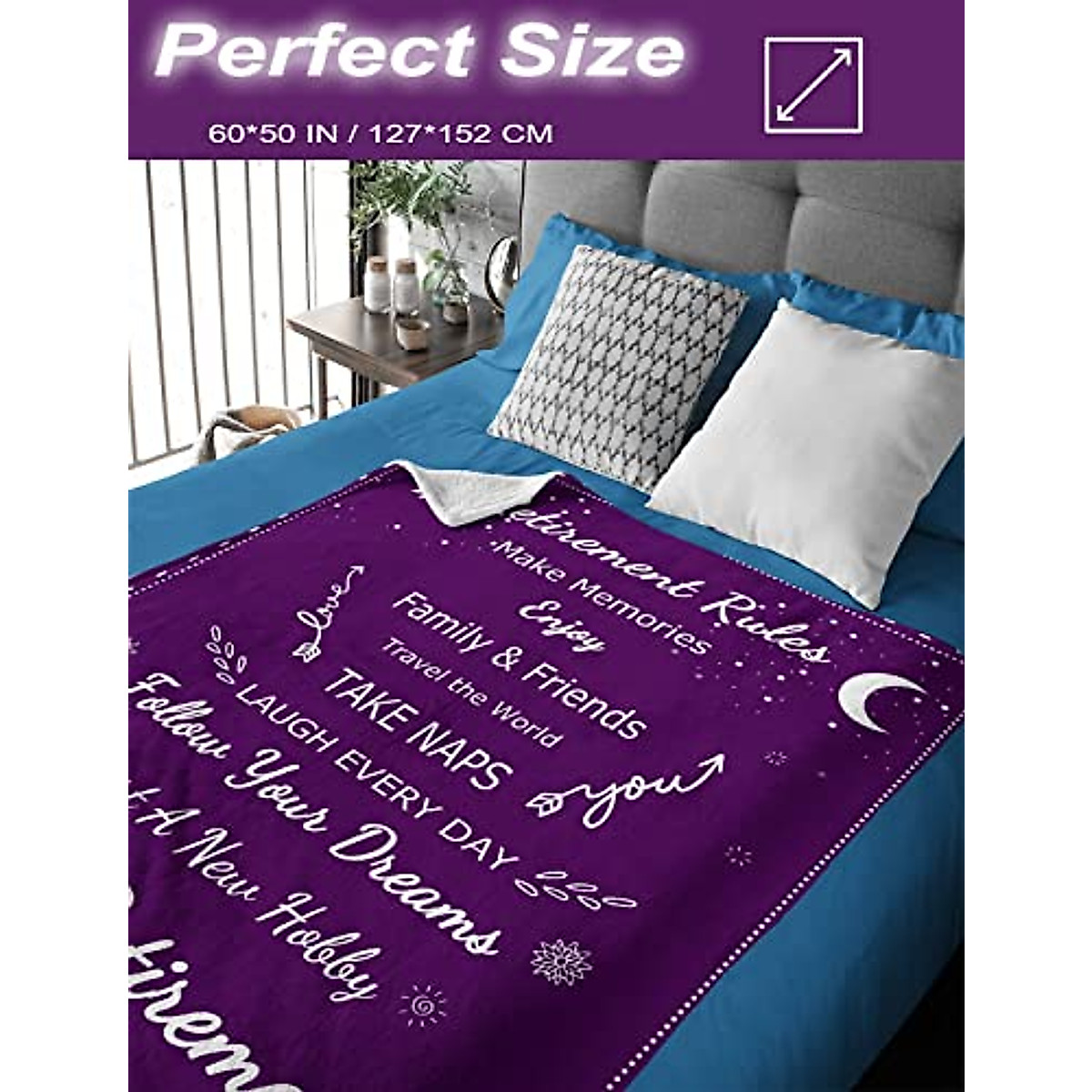 Ruifeihan 50th Birthday Gifts for Women 50"x60" Blanket, 50th Birthday Gift Ideas, 50 Birthday Gifts for Women, 50 Year Old Gifts for Women, 50th Birthday Decorations Women Throw Blankets