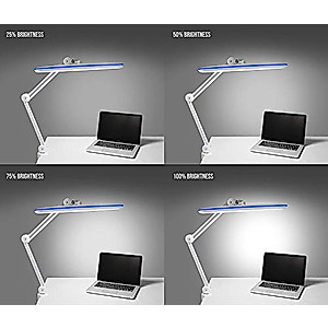 Neatfi XL 2,200 Lumens LED Task Lamp with Clamp, 24W, 117 Pcs SMD LED, 23 Inches Ultra Wide Lamp, 4 Level Brightness Dimmable, Eye-Caring LED Lamp, Glare Free, Adjustable Arm Utility Clamp (White)