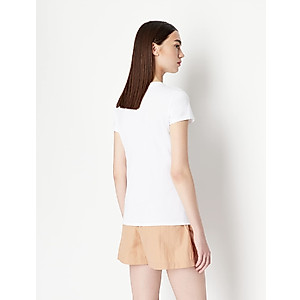 EMPORIO ARMANI Women's Crew Neck Reg Fit Summer Beats T-Shirt, Optic White, Large