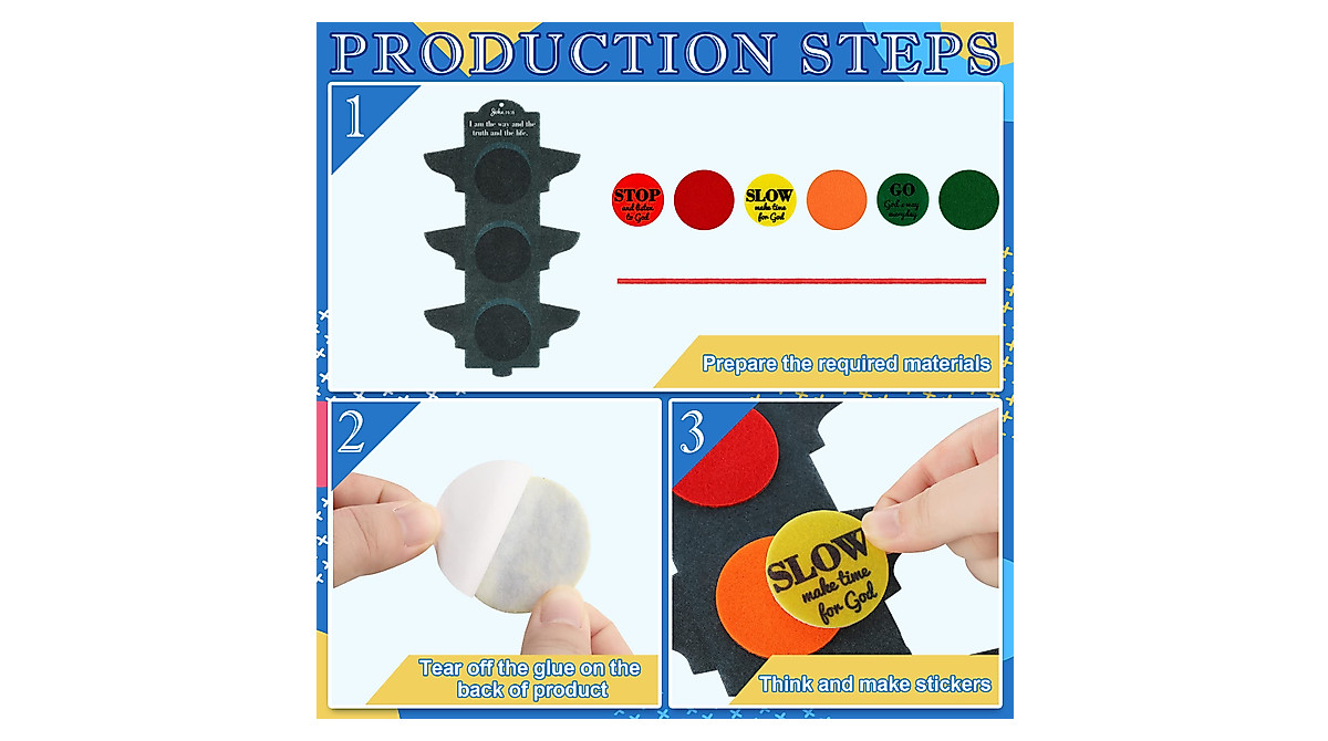 Eaasty 24 Sets Christian Traffic Light Kit Felt Bible Crafts Sunday ...