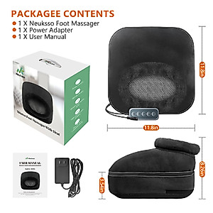 Neuksso Shiatsu Foot Massager Machine, 2-in-1 Foot and Back Massager with Heat, Kneading Foot Massager with 3 Adjustable Heating Levels, 15/20/30 Mins Auto Shut-off Foot Warmer for Home/Office (Black)