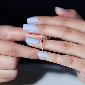 Certified Natural Pink Sapphire Diamond Promise Ring, AAA Quality, Pink Sapphire Anniversary Ring - With Jewelry Box, 14K Yellow Gold, Size:US 9.00