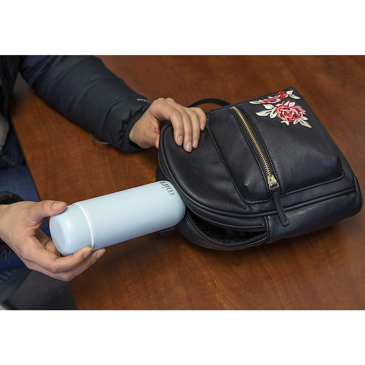 Mira 7oz Insulated Small Thermos Flask | Kids Vacuum Insulated Water Bottle | Leak Proof & Spill Proof | Pearl Blue