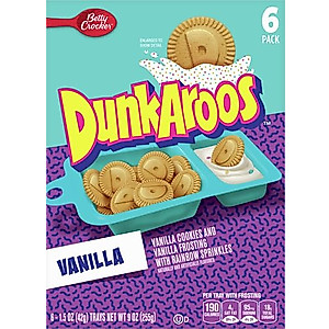 Dunkaroos Vanilla Cookies and Vanilla Frosting with Rainbow Sprinkles, 6 ct