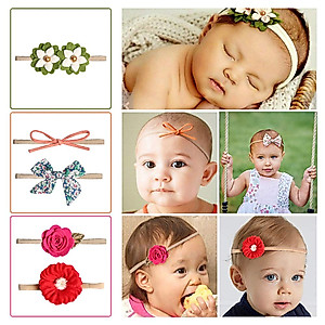 MEISO Baby Headbands, 20 Pcs Baby Girl Headbands and Bows flower, Nylon Hairbands, Newborn Hair Bow Elastics, Newborn Infant Toddler Hair Accessories Gifts