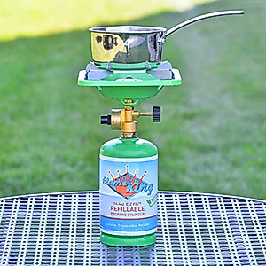 Flame King YSNVT-508 Portable BottleTop Camping Stove with Stable Lightweight Base Stand, Great for Outdoor Cooking, Backpacking, Compatible with 1LB Propane Gas Bottle