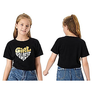 Black Girl Power Crop Top for Little & Big Girls - Cool Summer T-Shirt Clothes Tween Size 7/8