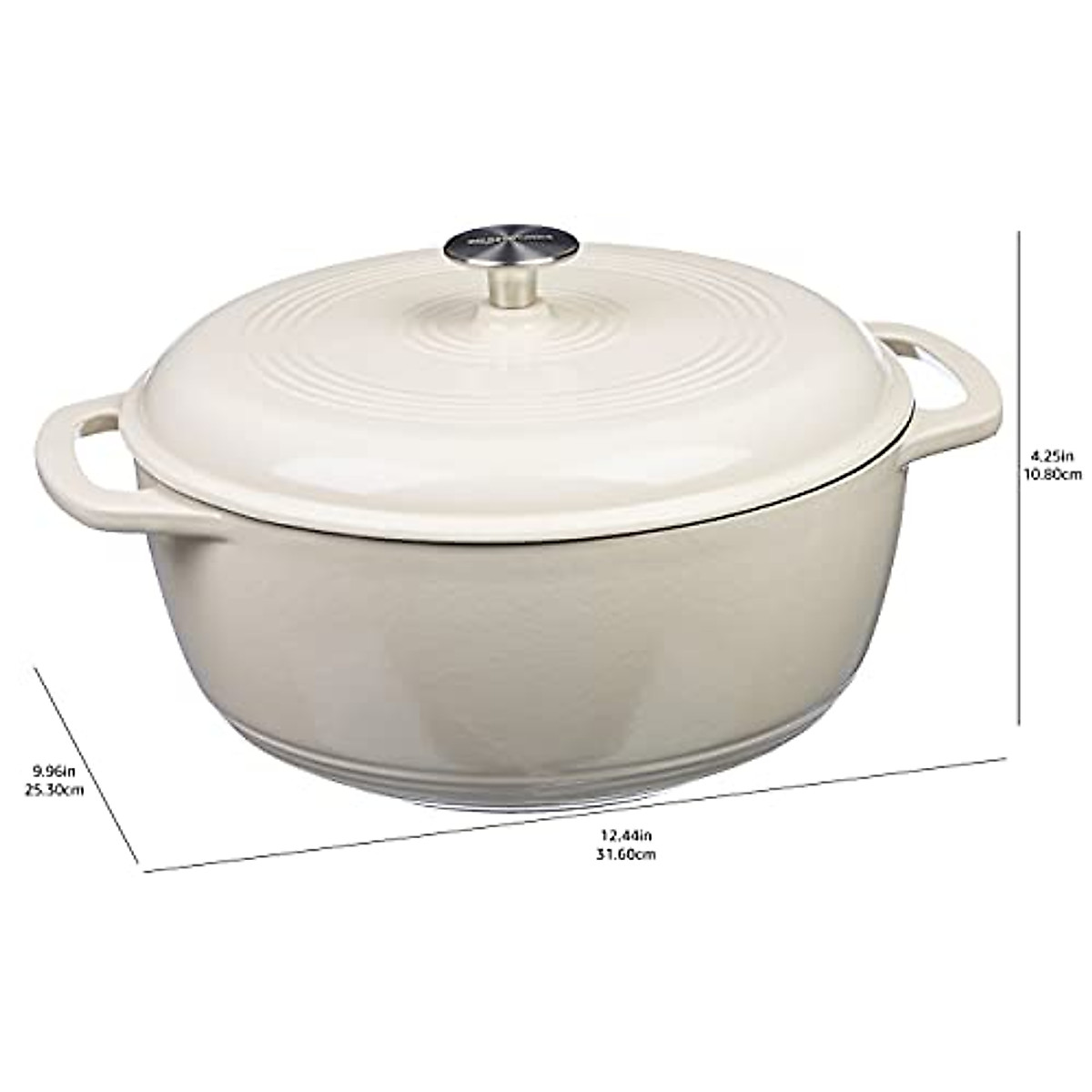 Amazon Basics Enameled Cast Iron Covered Round Dutch Oven, 4.3-Quart, White