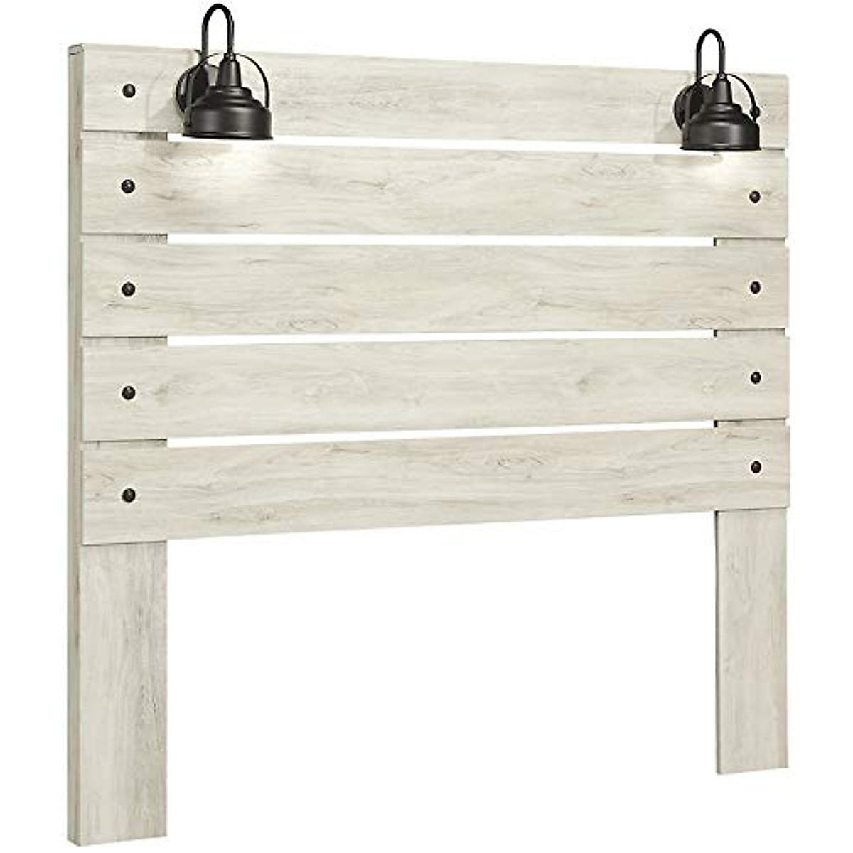 Signature Design by Ashley Cambeck Farmhouse Panel Headboard ONLY with USB Charging Stations, Queen, Whitewash