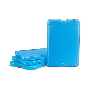 Cool Coolers by Fit + Fresh Slim Compact Reusable XL Ice Pack, Perfect for Lunch Boxes, Coolers, and Beach Bags, Blue, 4 Pack