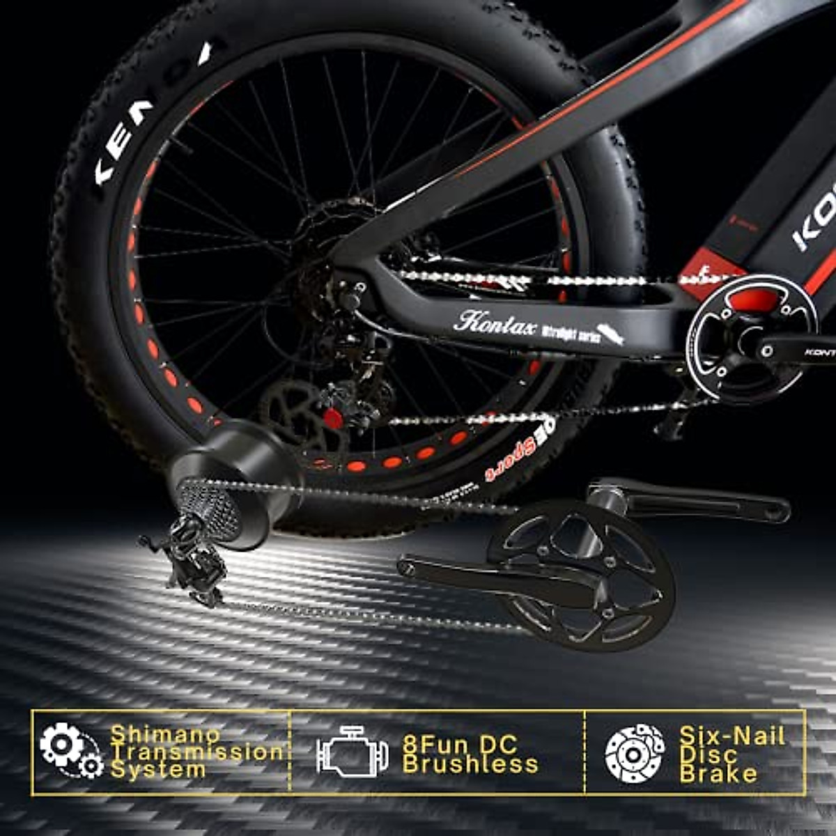 Schachtor Electric Bikes Carbon Fiber EBike for Adults 750W 25MPH, 48V/13Ah Removable Battery, 26'' Fat Tire Ebike Beach Mountain Snow E-Bike Shimano 8-Speed Color LCD Display UL Certified