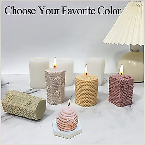 Candle Molds，4PC Pillar Candle Molds for Candle Making Resin Molds Silicone 3D Candle Moulds Bee Honeycomb Candle Making Kits for Soap Cake Mousse Ice Cream Clay DIY Artcraft Gift(Size : C)