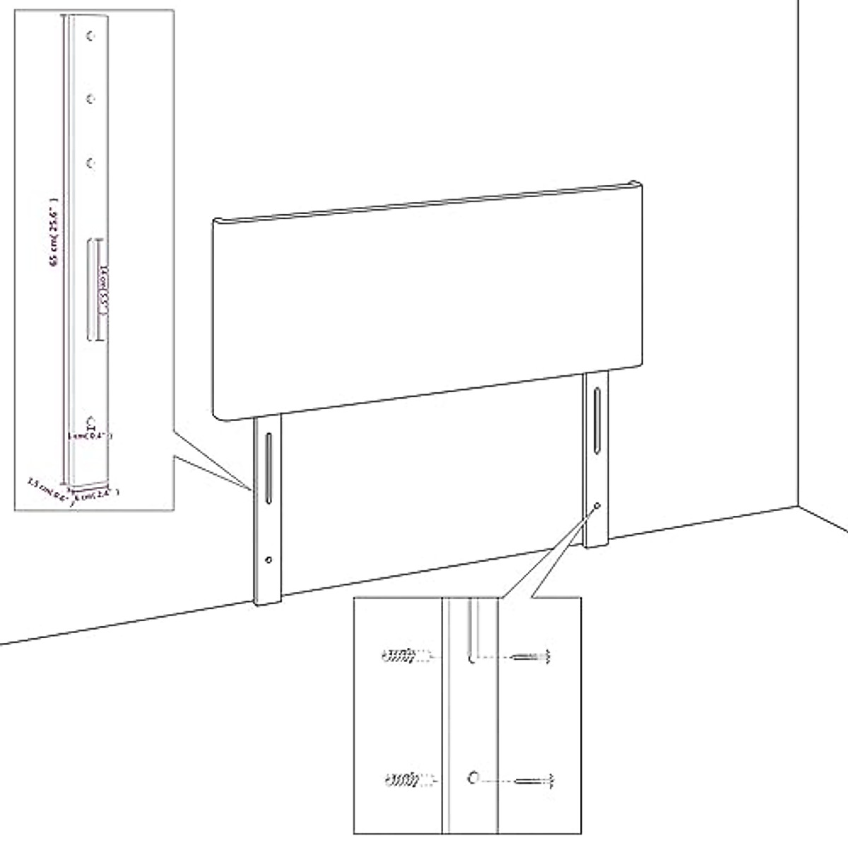 Headboard with Ears,Dorm Headboard,Farmhouse Headboard,Bedroom Furniture,Comfortable Headboard,Soft Headboard,for Lounge,Office,Apartment,Guest Room,RV,Dark Gray 40.6"x9.1"x46.5"/50.4" Fabric