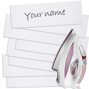 Iron On Name Labels for Clothing 2 x 0.6 Inch Writable Clothes Name Labels Tags Washable Precut Fabric Clothing Personalized Name Labels for Kids Nursing Home, Day Care and Uniform (150 Pieces)