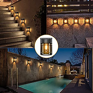 Mancra Solar Fence Lights Outdoor, 6 Pack Solar Wall Lights LED Tungsten Filament Bulb Solar Deck Lights Waterproof Patio Decor for Outdoor Porch Backyard Yard Garden, 3000K