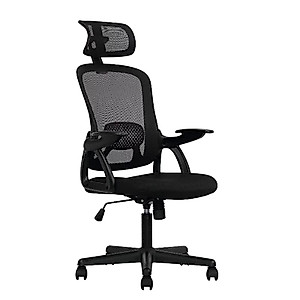 Mainstays Ergonomic Office Chair with Adjustable Headrest, Black Fabric, 275lb Capacity (D Light Grey)