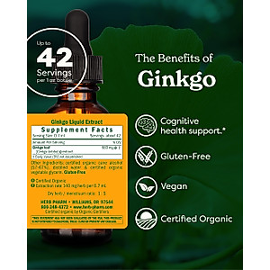 Herb Pharm Certified Organic Ginkgo Liquid Extract for Memory and Concentration - 1 Ounce (781468)