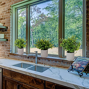 mizii 3 Pack Mini Potted Artificial Plants w/ 3 Plant Hangers,Eucalyptus Rosemary Fake Leaves Green for Indoor Home Room Shelf Kitchen Balcony Garden Wedding Decor