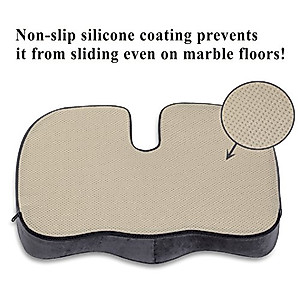 TravelMate Gel-Enhanced Memory Foam Seat Cushion – Perfect for Office Chair & Car Seat Cushion – Helps Relief from Tailbone Pain – Reduce Pressure on Coccyx & Hip – Non-Slip Washable Cover