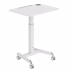 Mount-It! Standing Mobile Laptop Cart, Sit Stand Rolling Desk with Height Adjustable 31.1" x 20.5" Platform, Supports up to 17.6 lbs, White