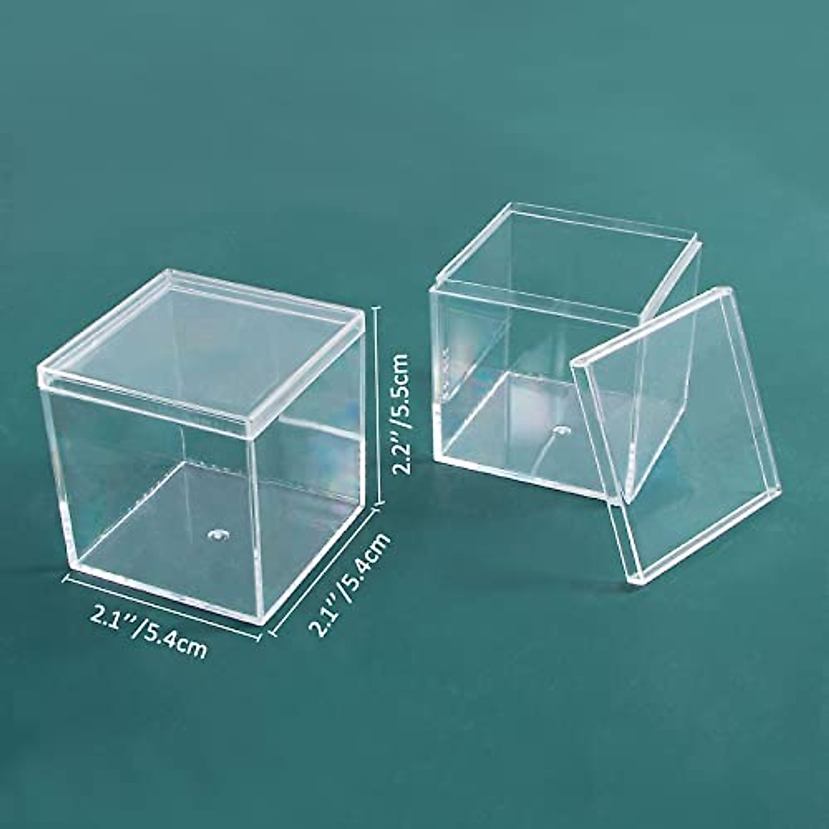 Ganydet 6 Packs Clear Acrylic Plastic Box, Small Plastic Cubes with Lids, Small Square Plastic Containers 2.1''×2.1''×2.2'', Plastic Square Boxes for Candy, Pill and Jewelry