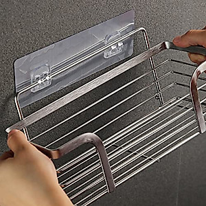 Noyarc 3-Pack Shower Caddy Shelf, Shower Organizer with Hooks, Adhesive Stainless Steel Bathroom Organizers Storage Rack, No Drilling Wall Mounted Shower Shelves for Inside Shower and Kitchen, Silver