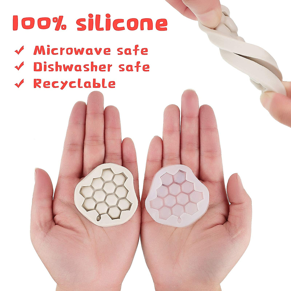 4 Pieces Silicone Honeycomb Molds for Chocolate, Honeycomb Fondant Mold for Kitchen Cake Cupcake Decorating Epoxy Resin Moulds for Christmas Candy Baking Cake Party Supplies