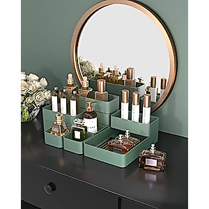 9 Pcs Stackable Drawer Organizer Trays Set, Multifunctional Stackable Storage Trays for Vanity, Bathroom, Kitchen, Desk Drawer Organizer Office. Plastic Drawer Organizers Available In 5 Colours, Green