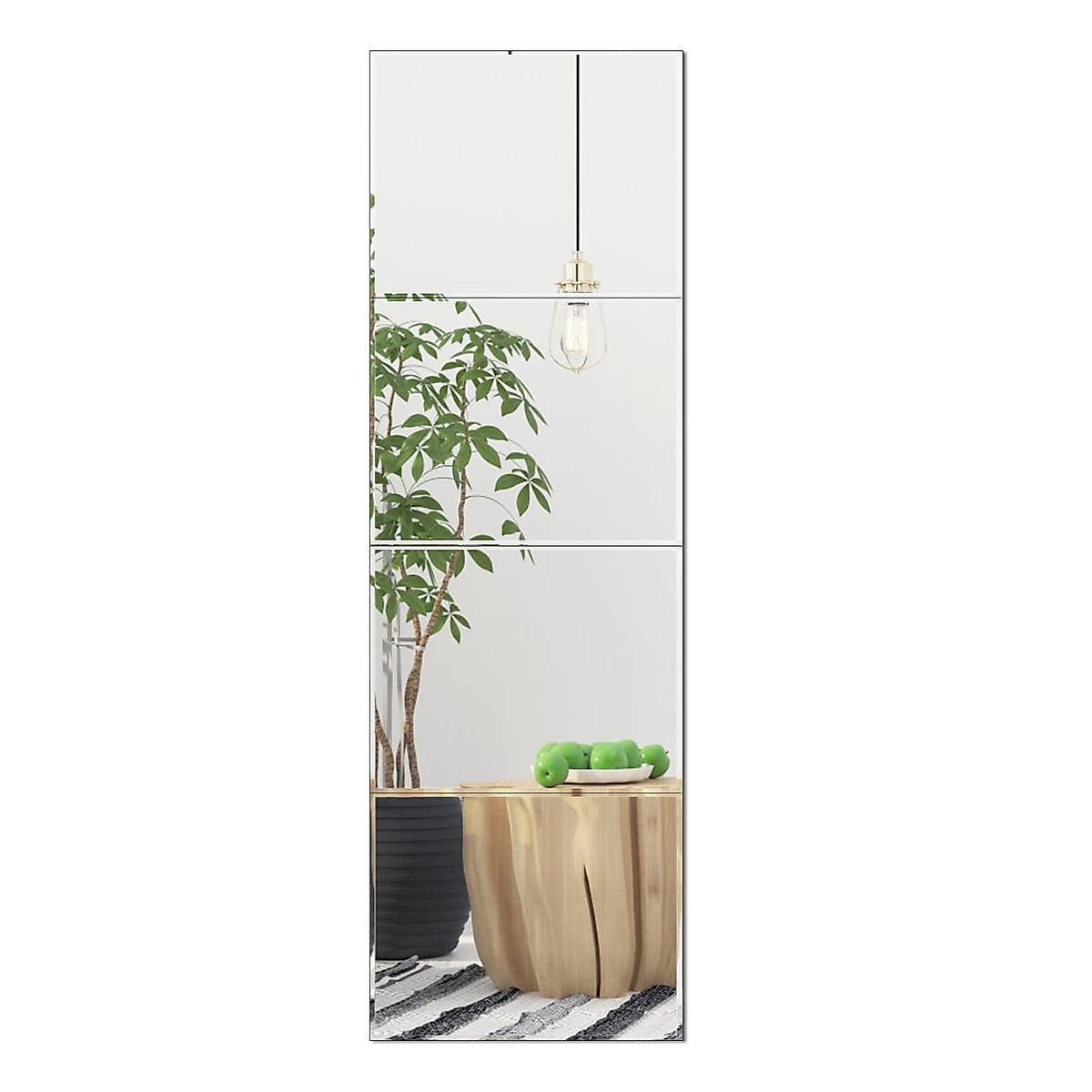 PETAFLOP 14x48 Inch Full Length Mirror Wall Mounted and 4PCS 14x11 Inch Mirror Tiles