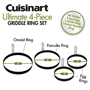 Cuisinart CGR-400, Size: 4 inch, 6 inch and 8 inch, Ultimate Griddle Ring Set, 4-Piece