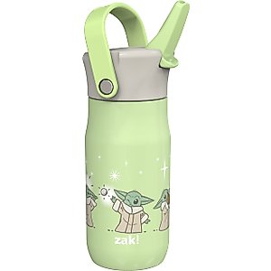 Zak Designs Harmony Star Wars The Mandalorian Kid Water Bottle for Travel or At Home, 14oz Recycled Stainless Steel is Leak-Proof When Closed and Vacuum Insulated (Baby Yoda, Grogu)