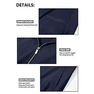 MAGCOMSEN Mens Lightweight Jackets Bomber Jacket Full Zip Light Windbreaker Casual Stylish Golf Jackets Navy 2XL