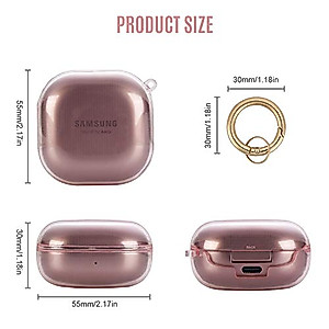 LOINFE Designed for Galaxy Buds2 Pro Galaxy Buds 2 Case Galaxy Buds Pro Case Galaxy Buds Live Case Clear Soft TPU Shockproof Case Protective Cover with Keychain - Clear Pink