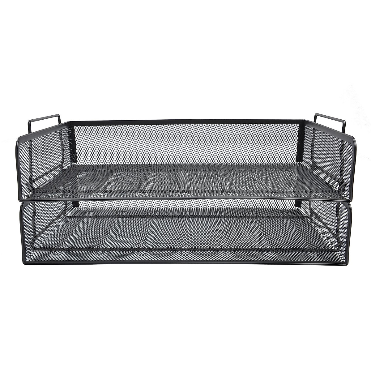 Easepres 2 Tier Stackable Desktop Document Letter Tray Organizer| The Mesh Collection, Black