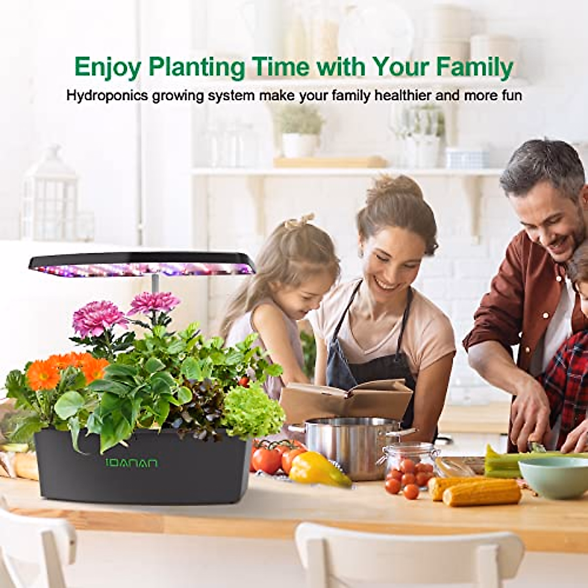 Herb Garden Kit Indoor - 12 Pods Hydroponics Growing System Indoor Garden, Indoor Gardening System with Sprouting Kit, 6L Smart Water Tank, Height Adjustable, Indoor Herb Garden with Grow Light