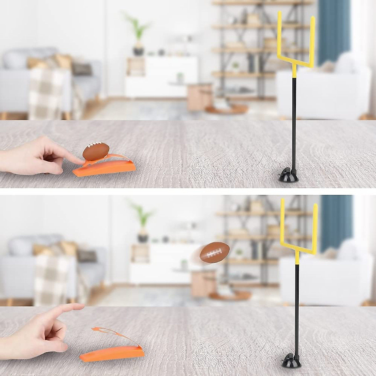 Gamie Desktop Football Game, Mini Table Top Sports Games with Post and Foam Football, Indoor Finger Board Games for Kids, Office Desk Toys, Sports Party Favors
