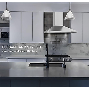 Hermitlux Range Hood 30 inch Stainless Steel, Wall Mount Vent Hood for Kitchen with Charcoal Filter, Ducted/Ductless Convertible