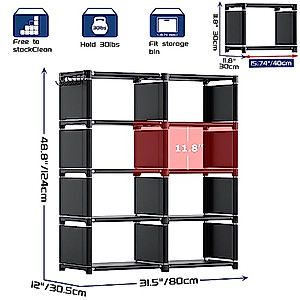Mavivegue 8 Cube Book Shelf Organizer - Tall Black Cube Shelf with Cubbies for Bedroom, Living Room, Office