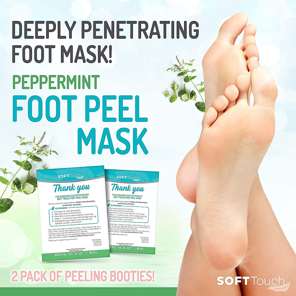 Soft Touch Tea Tree and Peppermint Foot Peel Masks