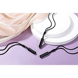 Top Plaza 2 Pcs Amethyst Black Obsidian Healing Crystal Stone Necklaces for Men Women Cylindrical Pendant Amulet Protection Necklaces Adjustable Braided Cord Natural Quartz Gemstone Necklace Jewelry