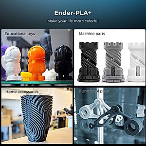 Official Creality Upgrade Ender 3D Printer Filament, Black PLA+ Filament 1.75mm, 1kg Spool (2.2lbs), Accuracy +/- 0.02mm, 3D Printing Filament, Strong Toughness, Vacuum Packaging, Environment Friendly