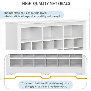 Goohome Sleek Design 24 Shoe Cubby Console, Modern 5-Tier Storage Shoe Cabinet with Curved Base, Versatile Sideboard for Hallway, Bedroom, Living Room, Space-Saving