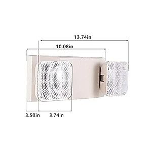 GRUENLICH LED Emergency Light, Exit Lighting Fixtures with Two LED Heads and Back-Up Batteries, UL 924 Qualified, 120-277 Voltage, 2-Pack