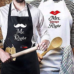 Kwieema Mr. Right Mrs. Always Right Aprons for Couple/Mr Mrs Apron Bridal Shower Present for Bride,Wedding Gifts for Couple,10th Anniversary Present for Couple, His and Hers Funny Apron1