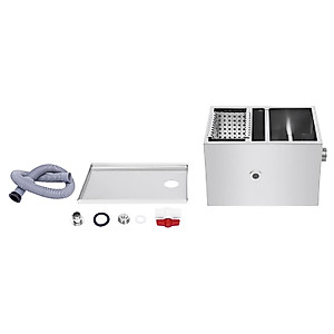 Grease Interceptor, Commercial Stainless Steel Grease Trap Under Sink Grease Trap Wastewater Interceptor for Restaurant, Factory, Home, Kitchen (35 * 25 * 23CM)