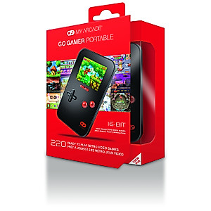 My Arcade Go Gamer Portable - Handheld Gaming System - 220 Retro Style Games - 16 Bit High Resolution - Battery Powered - Full Color Display - Volume Buttons - Headphone Jack - Black