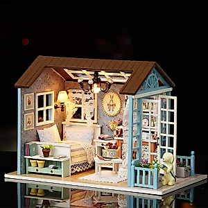 TuKIIE DIY Miniature Dollhouse Kit, 1:24 Scale Wooden Mini Doll House Accessories with Furniture for Kids Teens Adults(Forest Times)